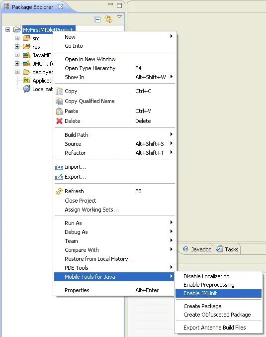Eclipse Java ME (J2ME) Developer Guide (Galileo) - Enable and Disable ...