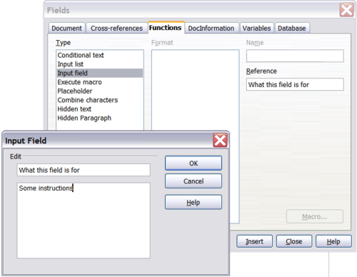 OpenOffice Writer 3.x - Input field