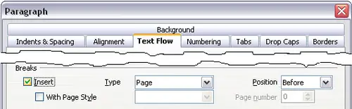 OpenOffice Writer 3.x - Inserting a page break without switching the style