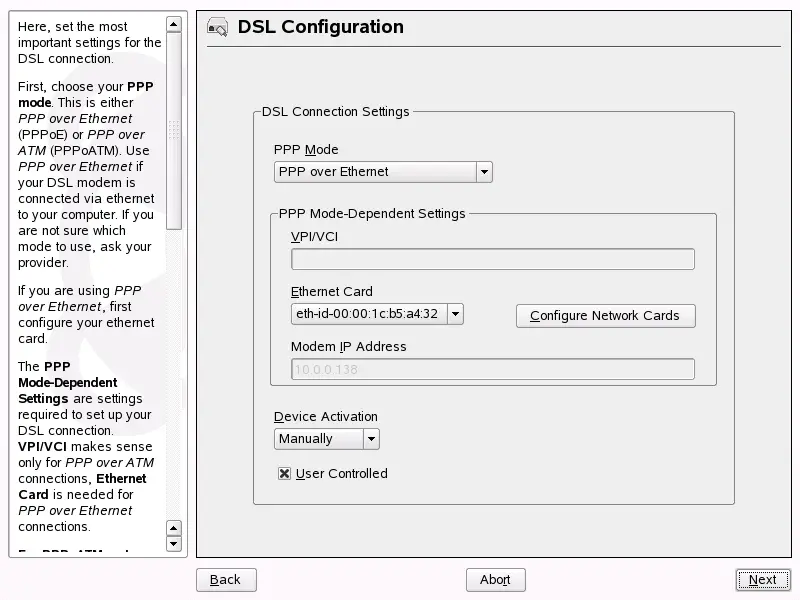 SUSE Linux Enterprise Desktop (SLED 10) - Deployment Guide - Configuring a Network Connection ...