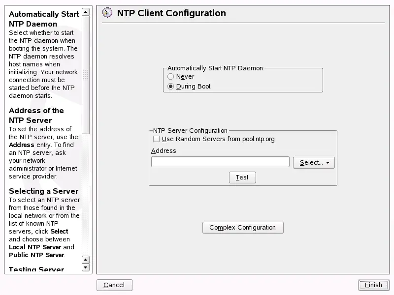 SUSE Linux Enterprise Desktop (SLED 10) - Deployment Guide - Configuring an NTP Client with YaST